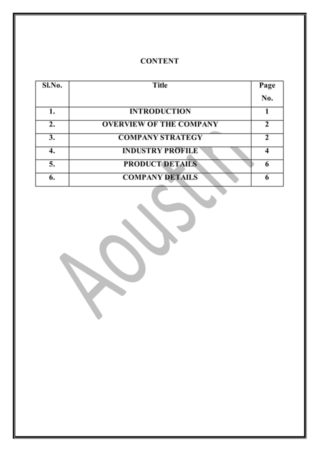 Summer Internship Report formate for M.com students | DOCX