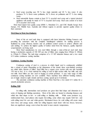 Internship report for Steel Mill ( Moiz Steel Mill ) | DOCX