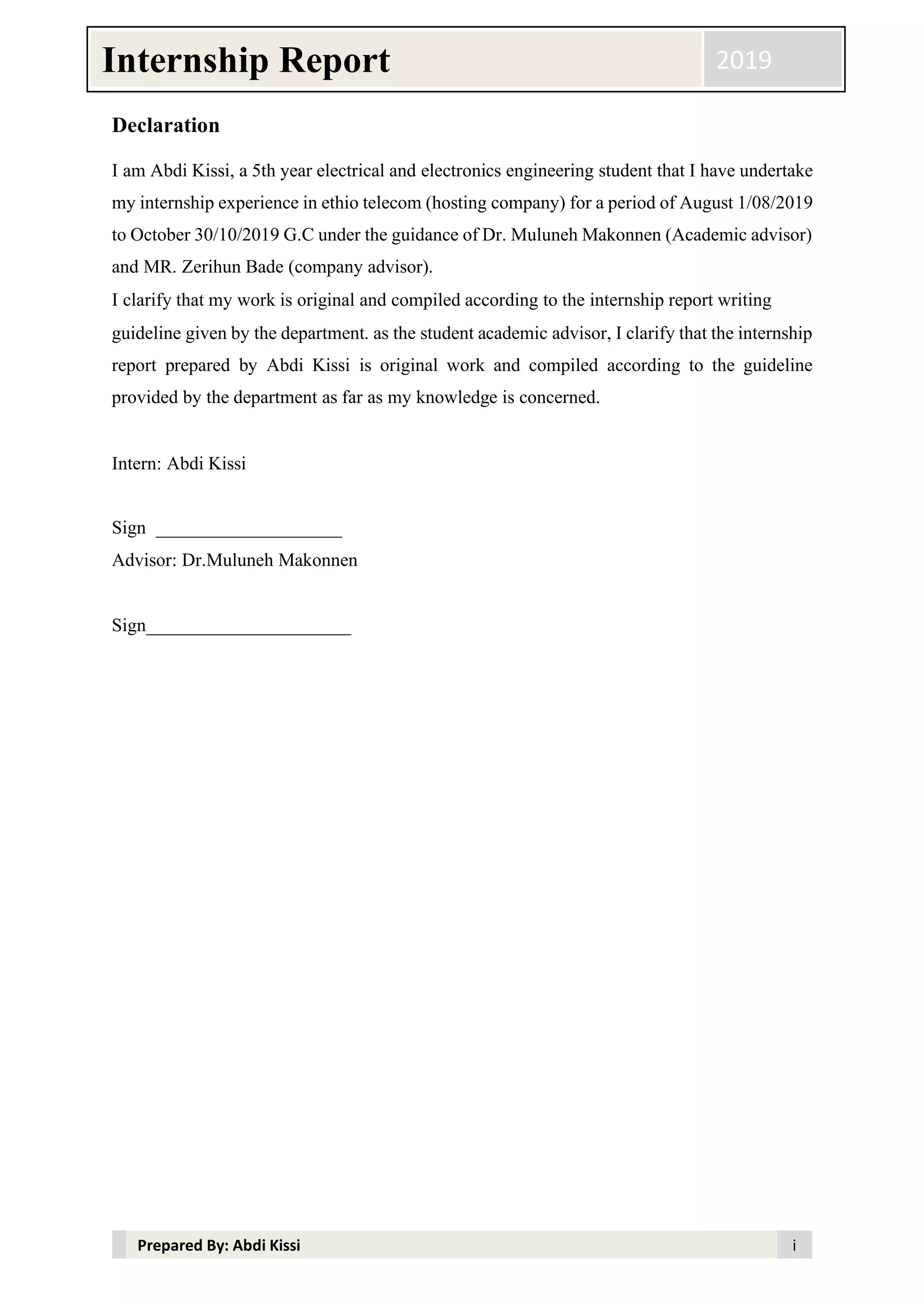 Internship report on ethio telecom,@NAAZ | PDF