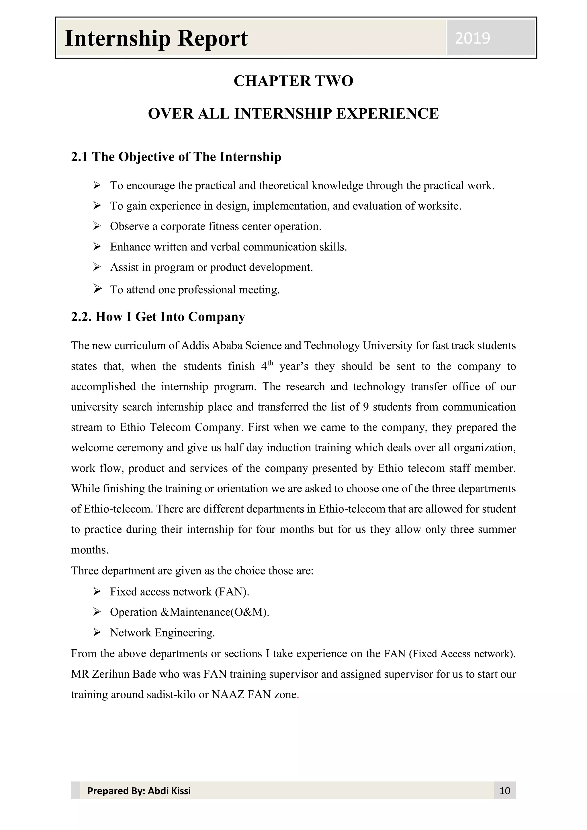 Internship report on ethio telecom,@NAAZ | PDF