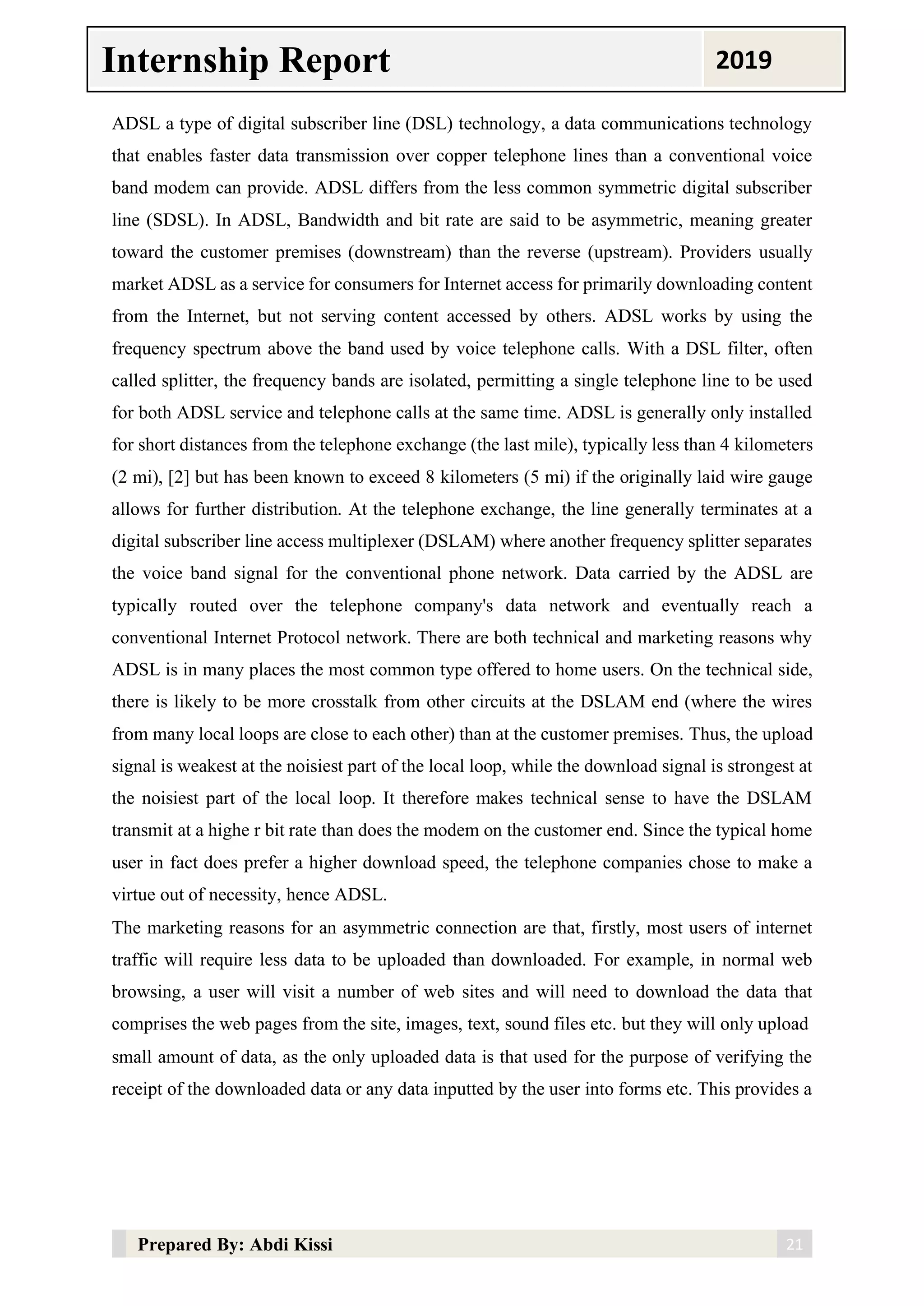 Internship report on ethio telecom,@NAAZ | PDF