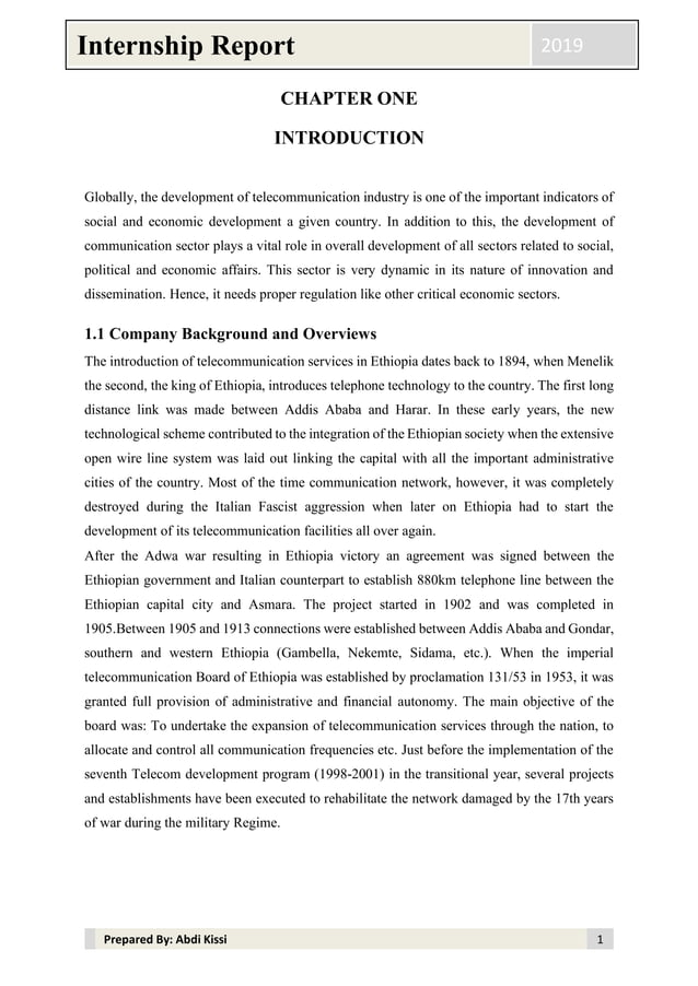 Internship report on ethio telecom,@NAAZ | PDF