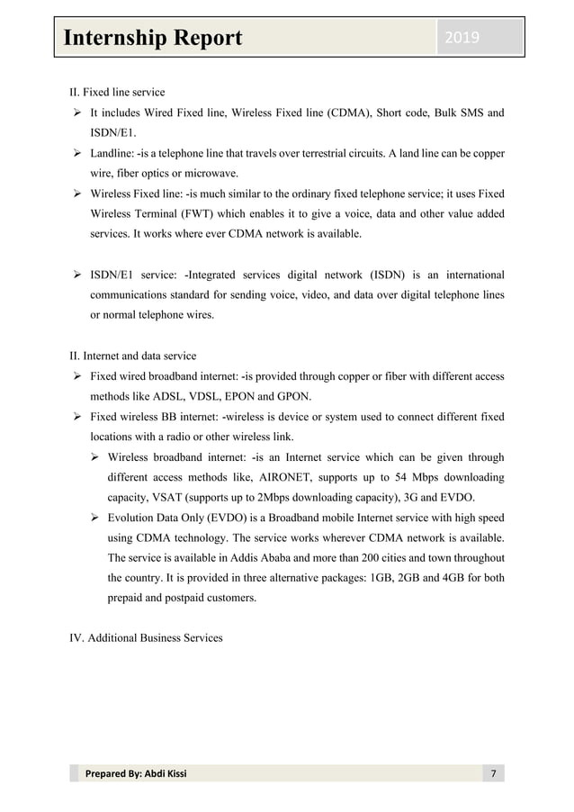 Internship report on ethio telecom,@NAAZ | PDF