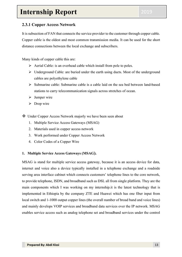 Internship report on ethio telecom,@NAAZ | PDF