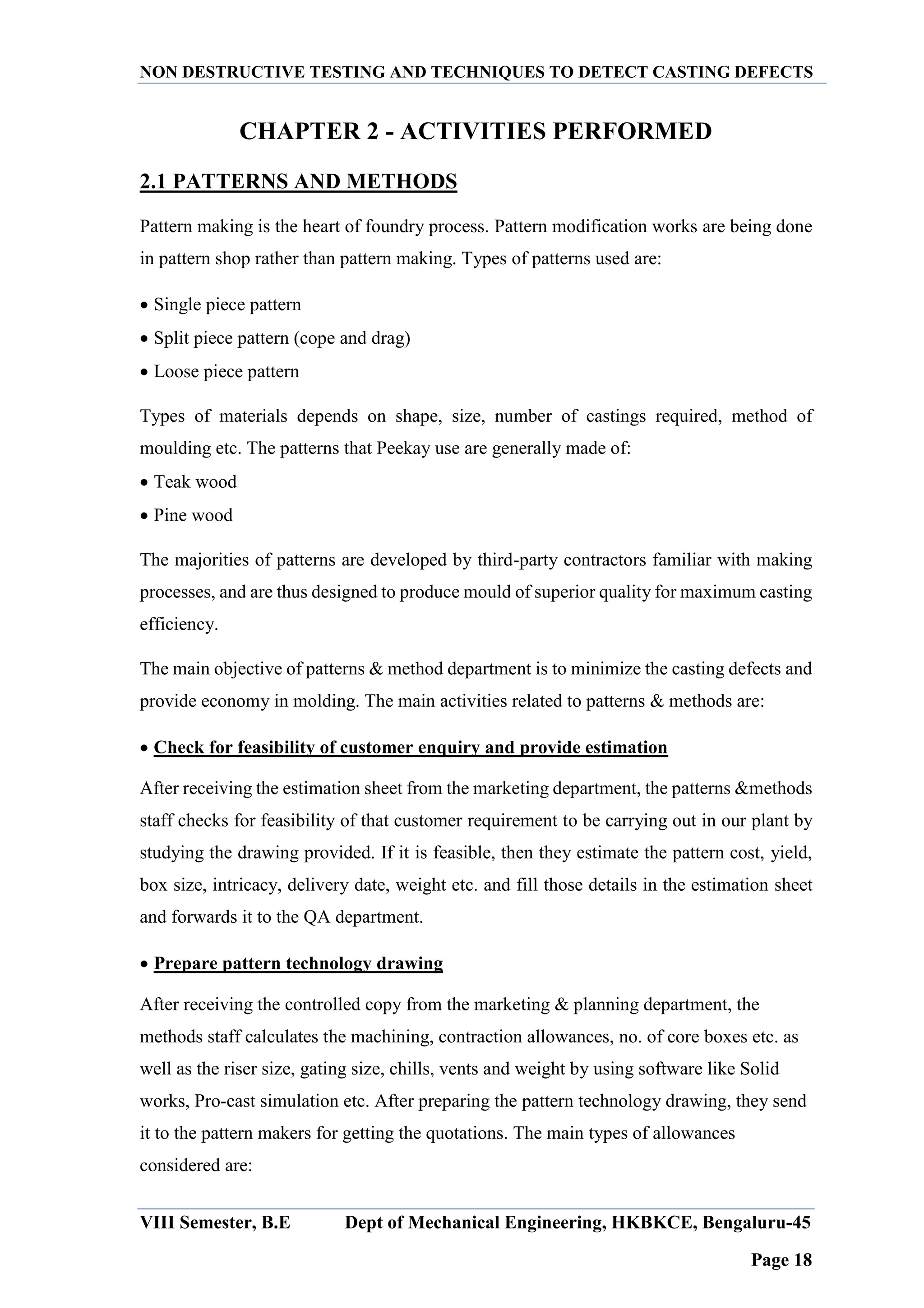 VTU Internship Report.[Peekay Steel Castings] | PDF