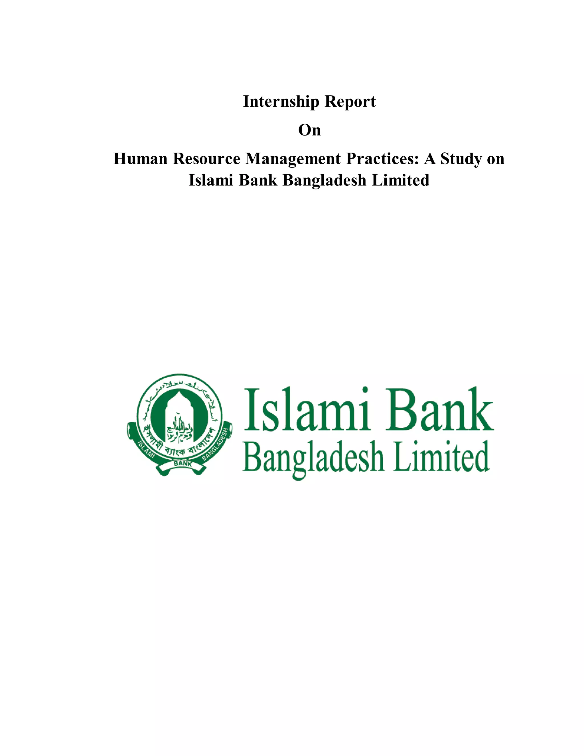 Human Resource Management Practices: A Study on Islami Bank Bangladesh ...