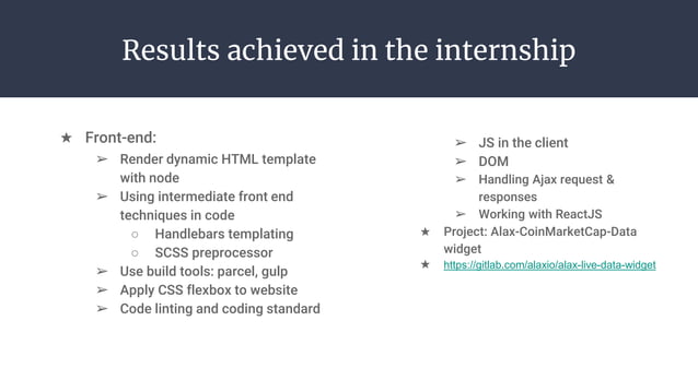 Internship report | PPT