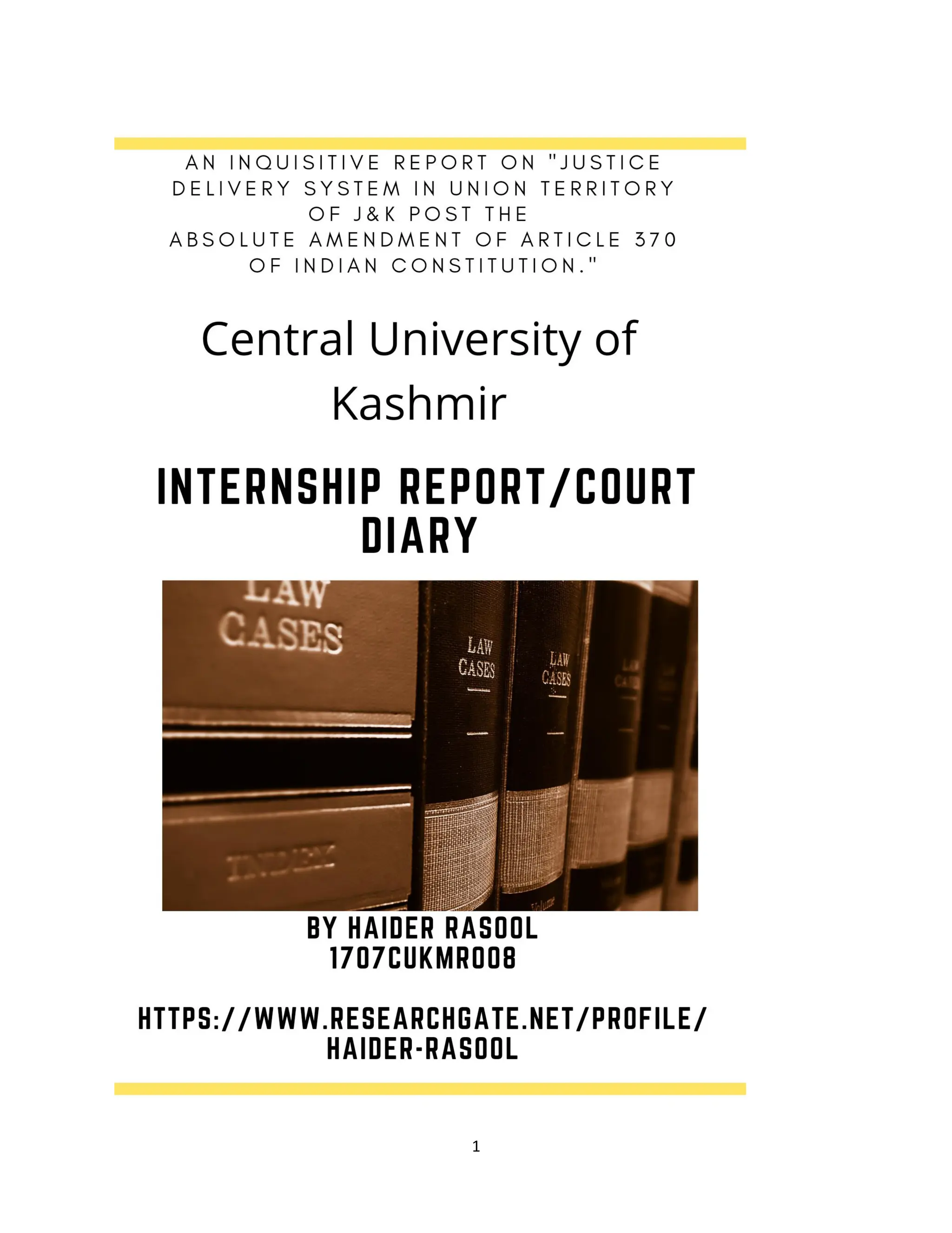 Internship Report/Case Diary- Central University Of Kashmir.pdf