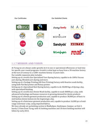 Internship report of Turag Garments & Hosiery Mills Ltd. | PDF