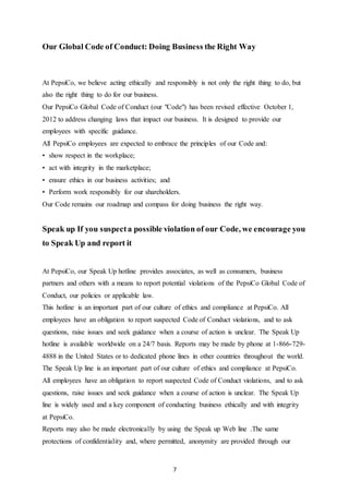 Internship report PepsiCo Distribution | DOCX