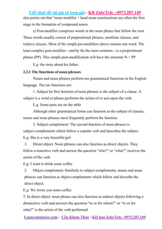 Internship Report - The Comparison Of Noun Phrases Between English And ...