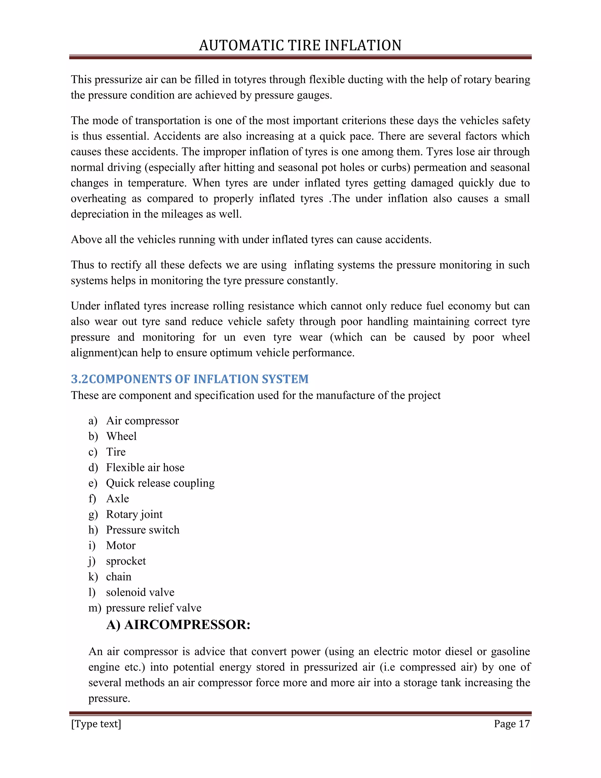 AUTOMATIC TIRE INFLATION SYSTEM DESIGN PROJECT | PDF