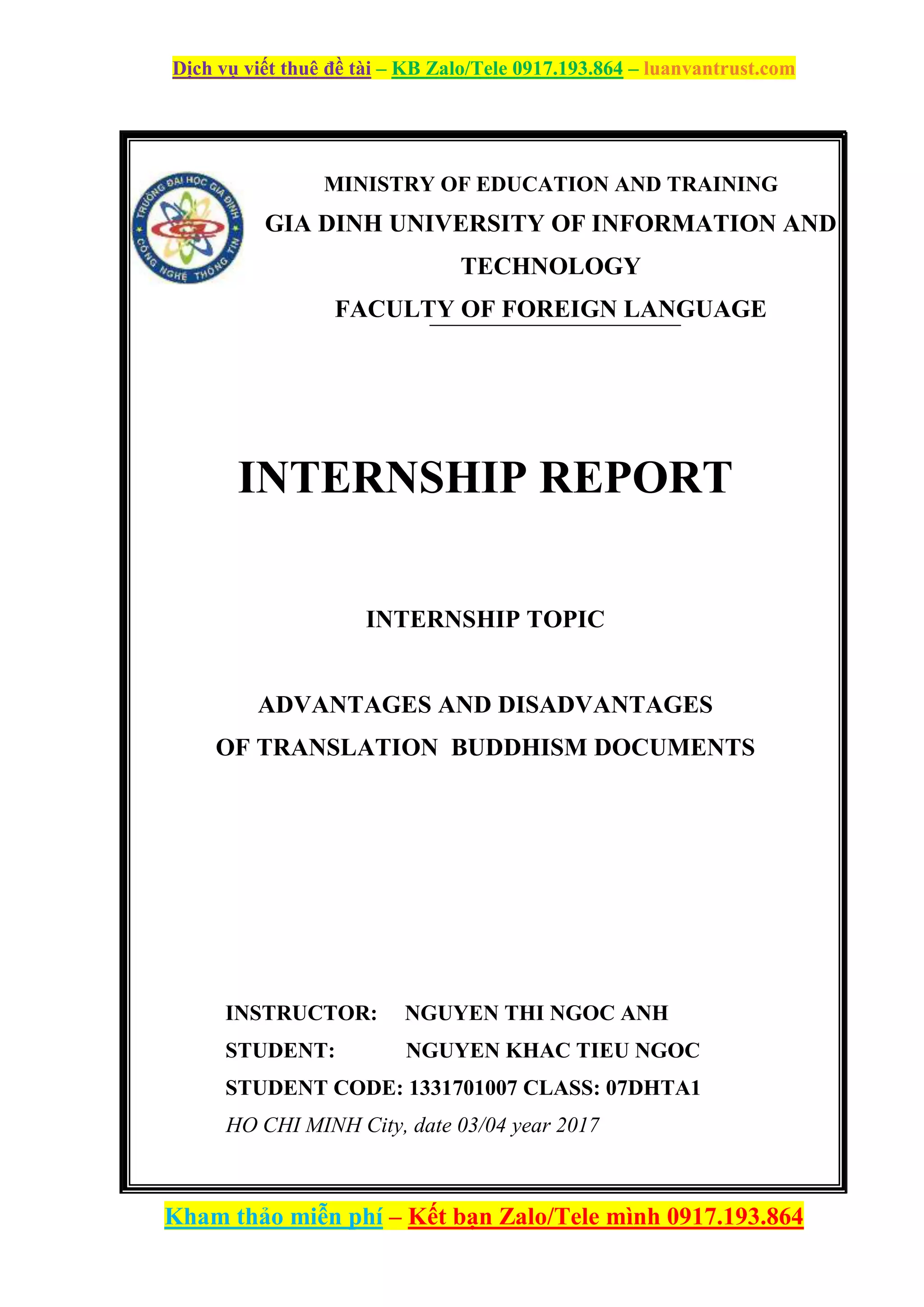 Internship report advantages and disadvantages of translation buddhism ...