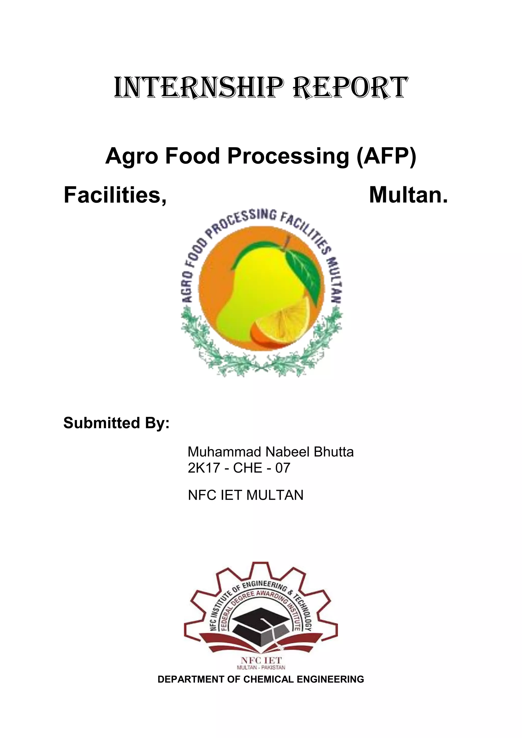 Internship report Agro food processing,Multan | PDF