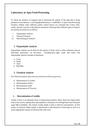 Internship report Agro food processing,Multan | PDF