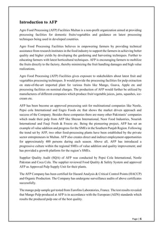 Internship report Agro food processing,Multan | PDF