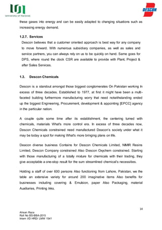 Descon Engineering Ltd Internship report Ahsan Raza | DOCX