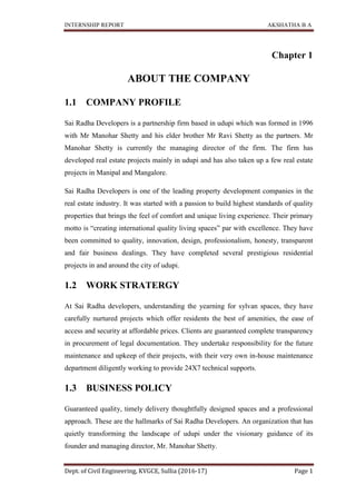 Internship Report Construction Site and Office Work | PDF