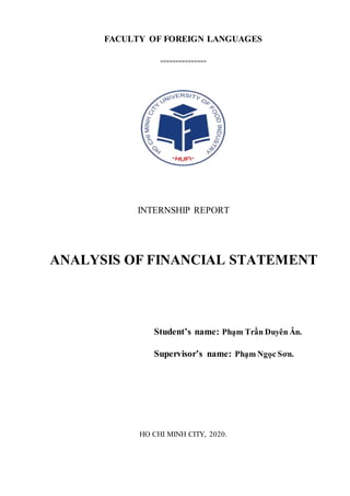 Internship Report Analysis Of Financial Statement | DOC