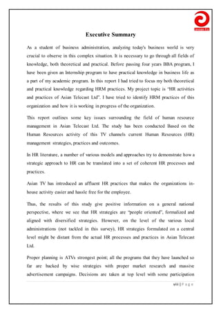 HR activities and practices of Asian Telecast Ltd. | DOCX
