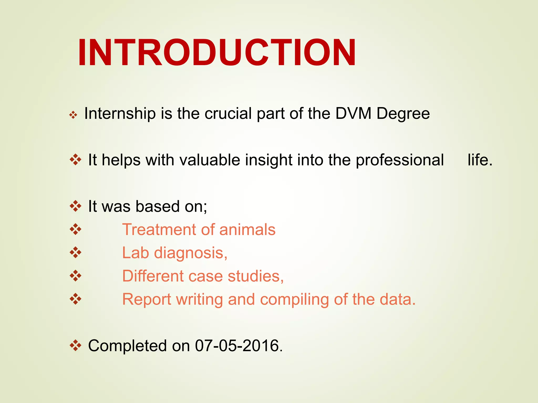 Internship report at uvas medical | PPTX