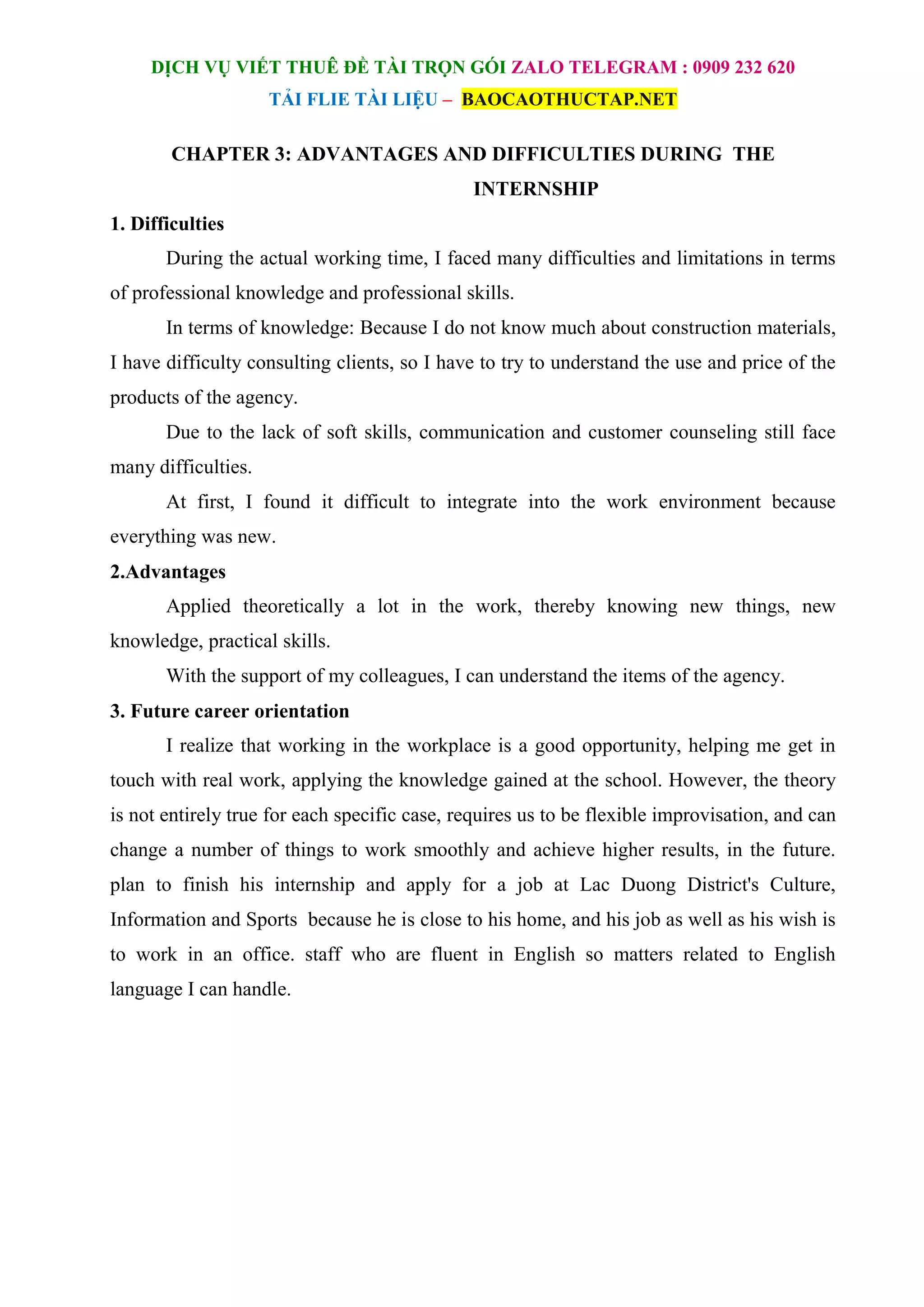 Internship Report Faculty Of Foreign Language | DOC