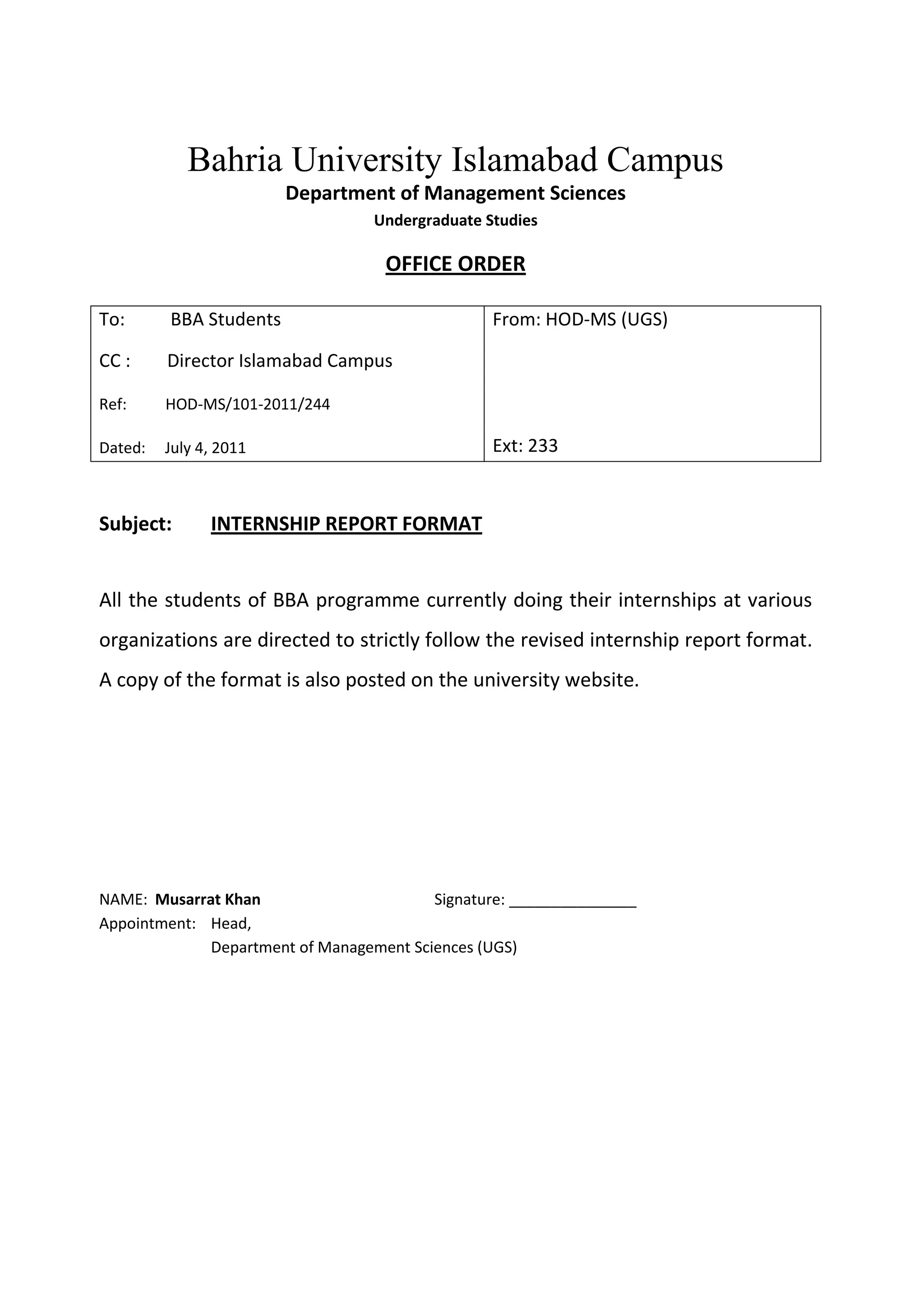 Internship report format | PDF