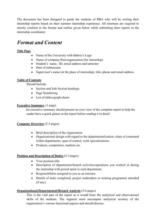 Internship report format | DOCX