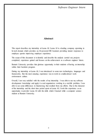 Computer Science Internship Report Leena AI | DOCX