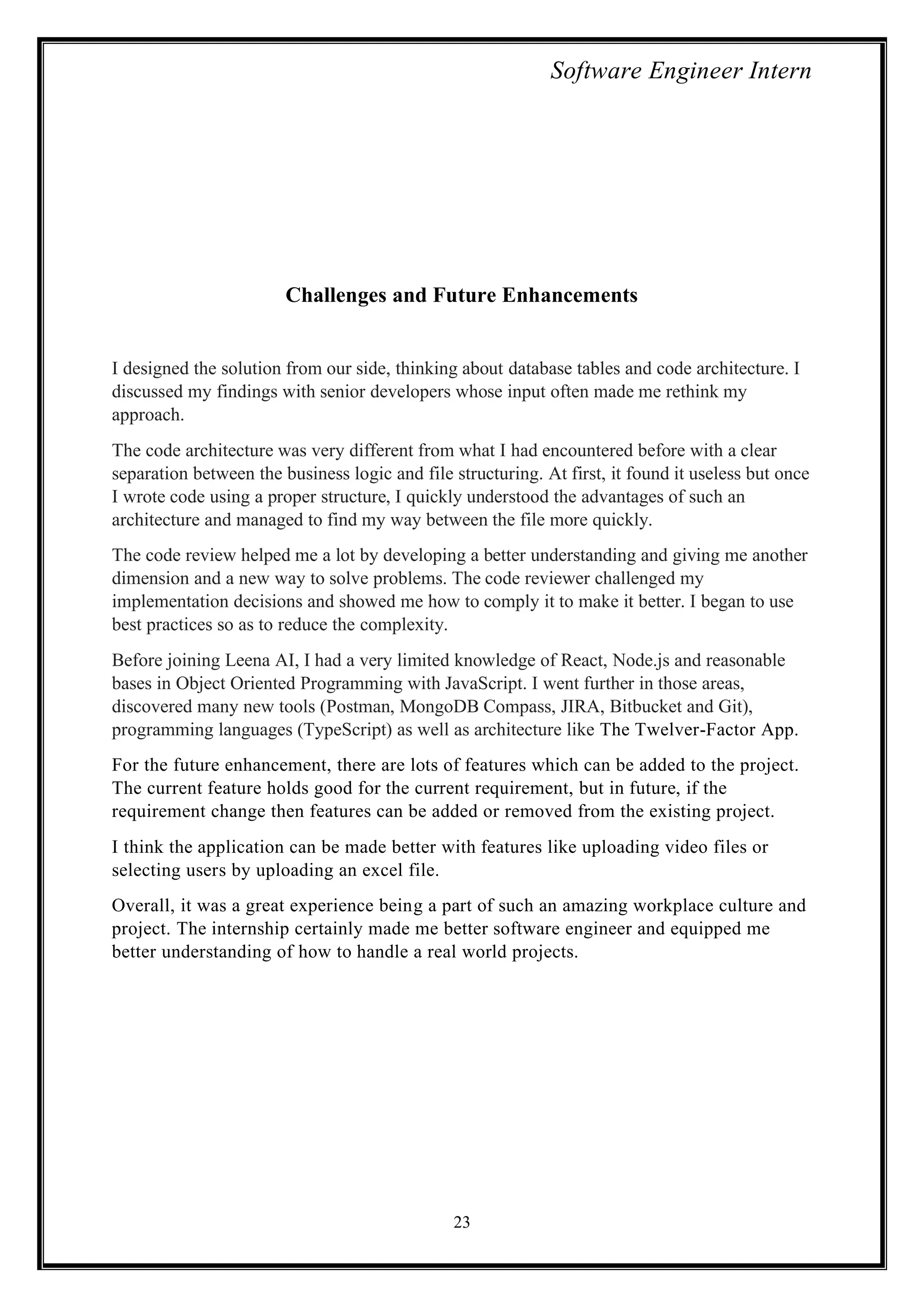 Computer Science Internship Report PDF Leena AI | PDF