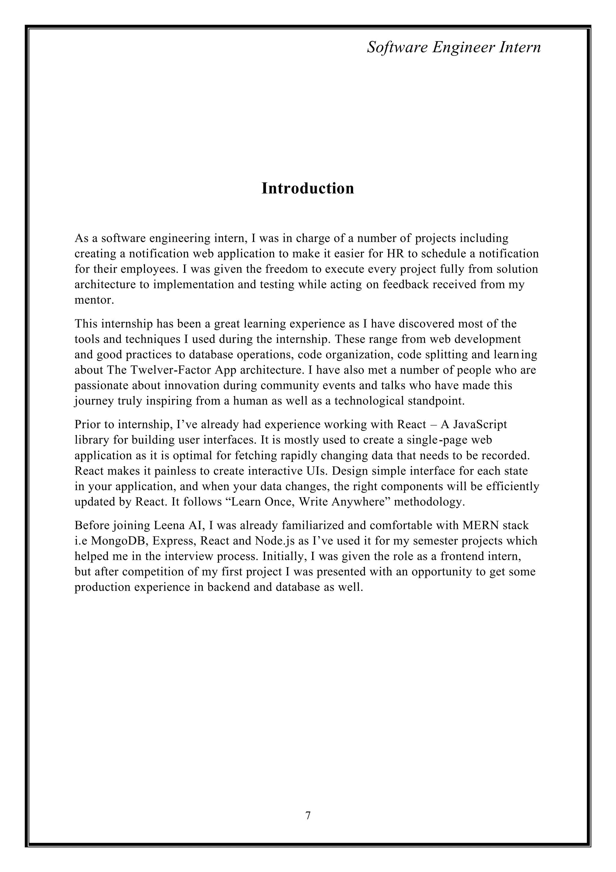 Computer Science Internship Report PDF Leena AI | PDF