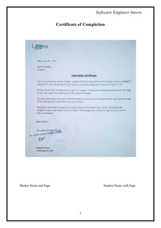 Computer Science Internship Report PDF Leena AI | PDF