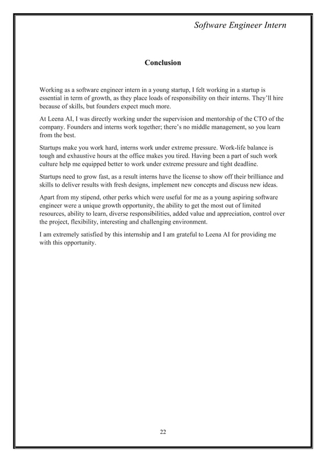 Computer Science Internship Report PDF Leena AI | PDF | Computing | Technology & Computing