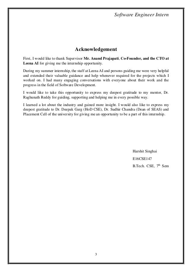 Computer Science Internship Report Pdf Leena Ai