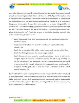 Internship report Inventory Accountant at international university ho ...