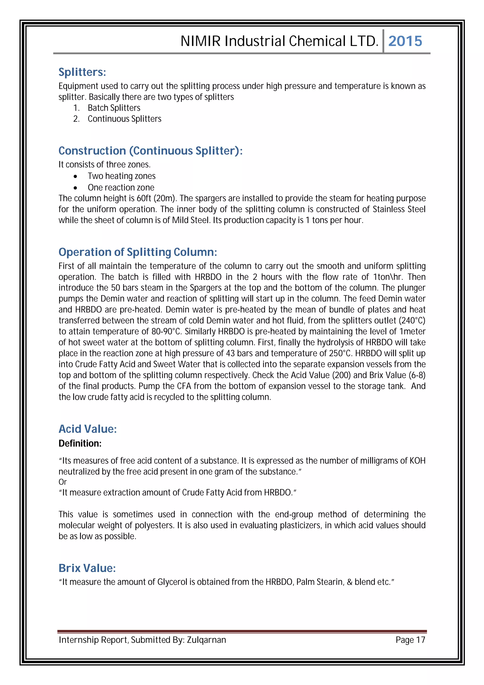 Internship report nimir industrial chemical ltd | PDF