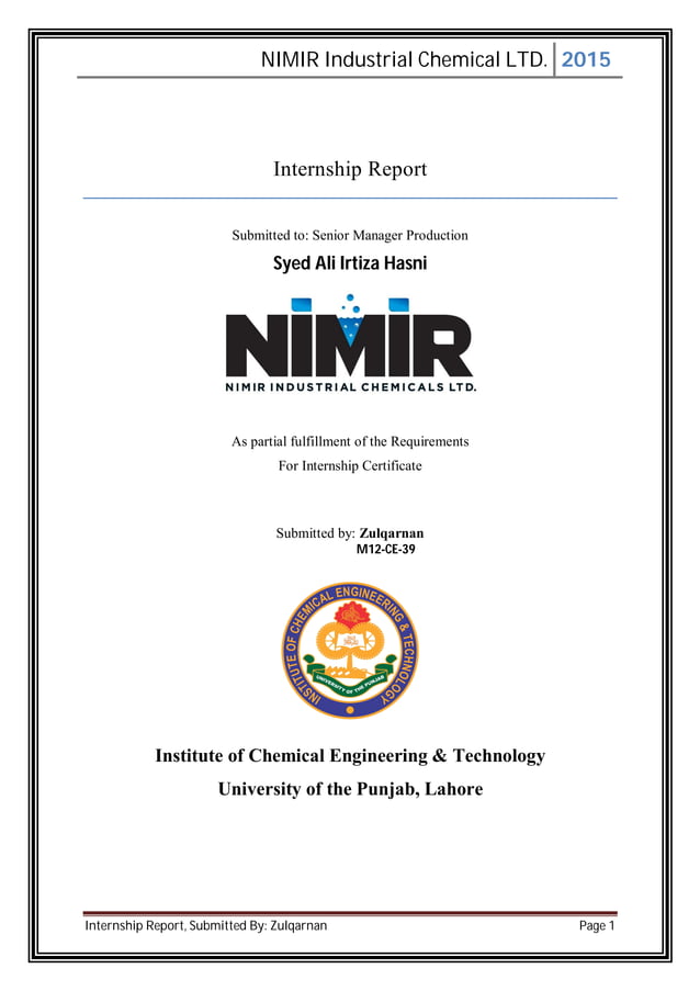 Internship report nimir industrial chemical ltd | PDF
