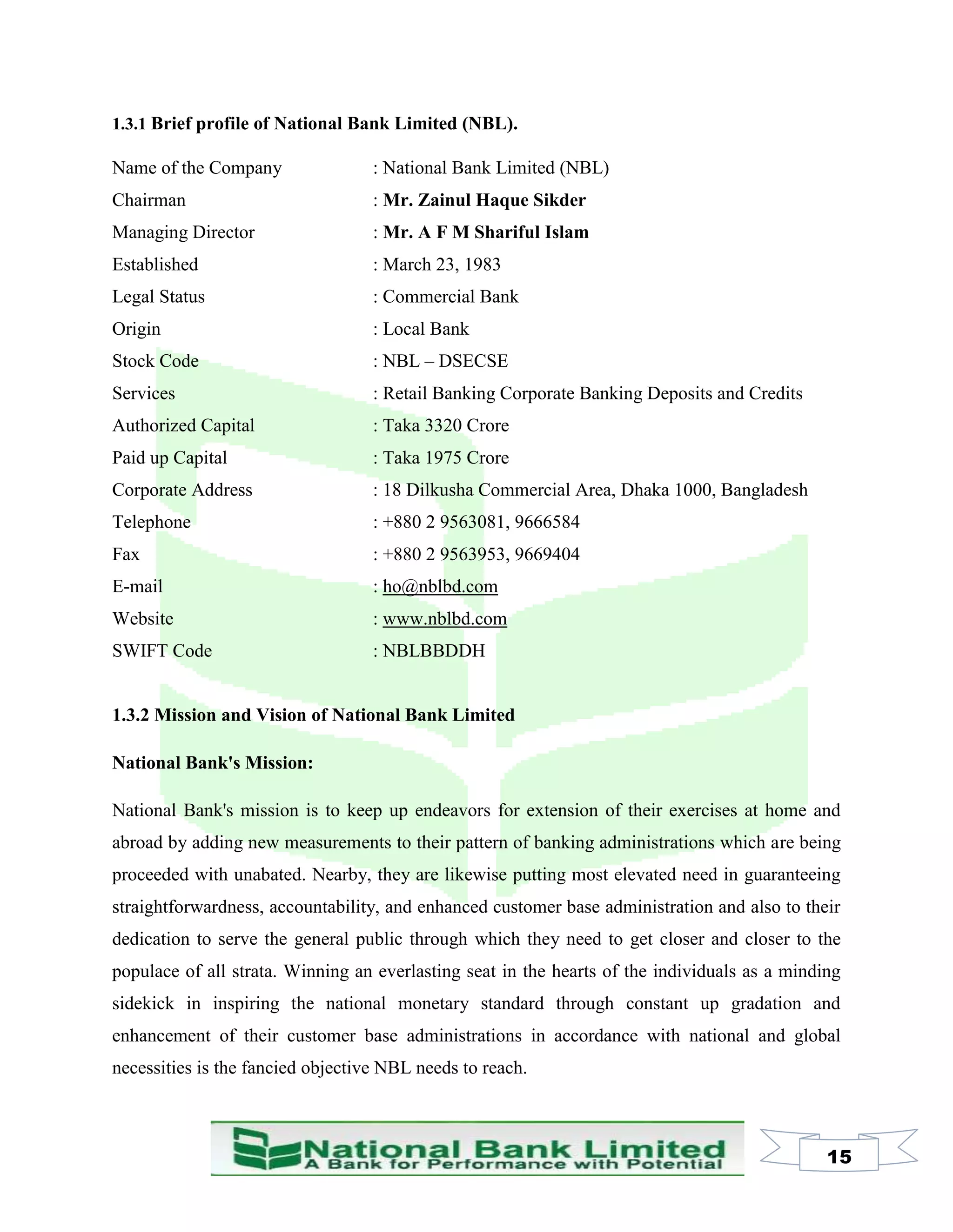 General Banking of National Bank Limited internship report prepared by (sabuj sikdar) | PDF