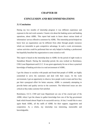 Internship report on adbl | PDF