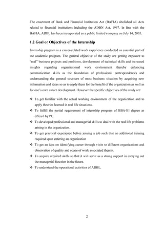 Internship report on adbl | PDF