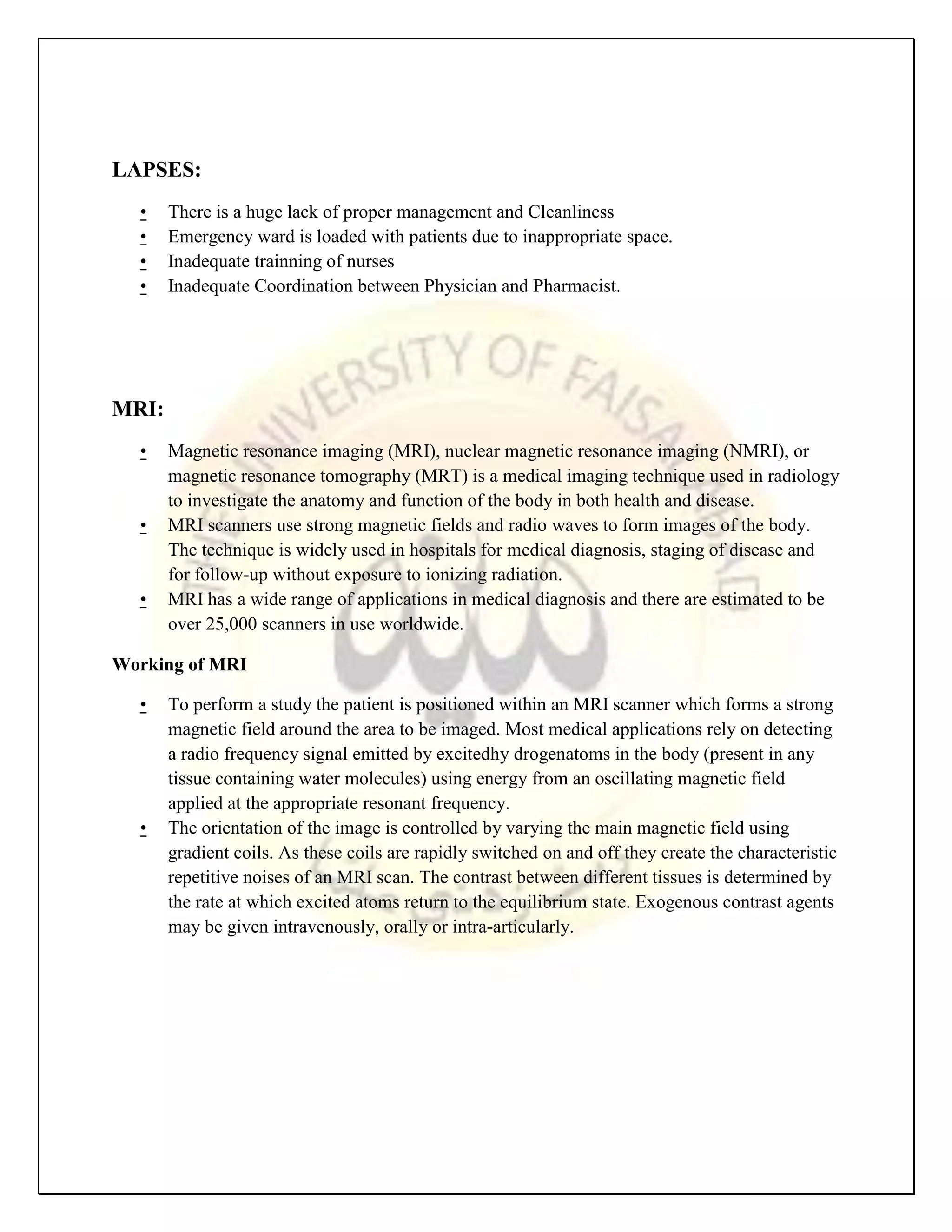 Internship report on allied hospital faisalabad | PDF