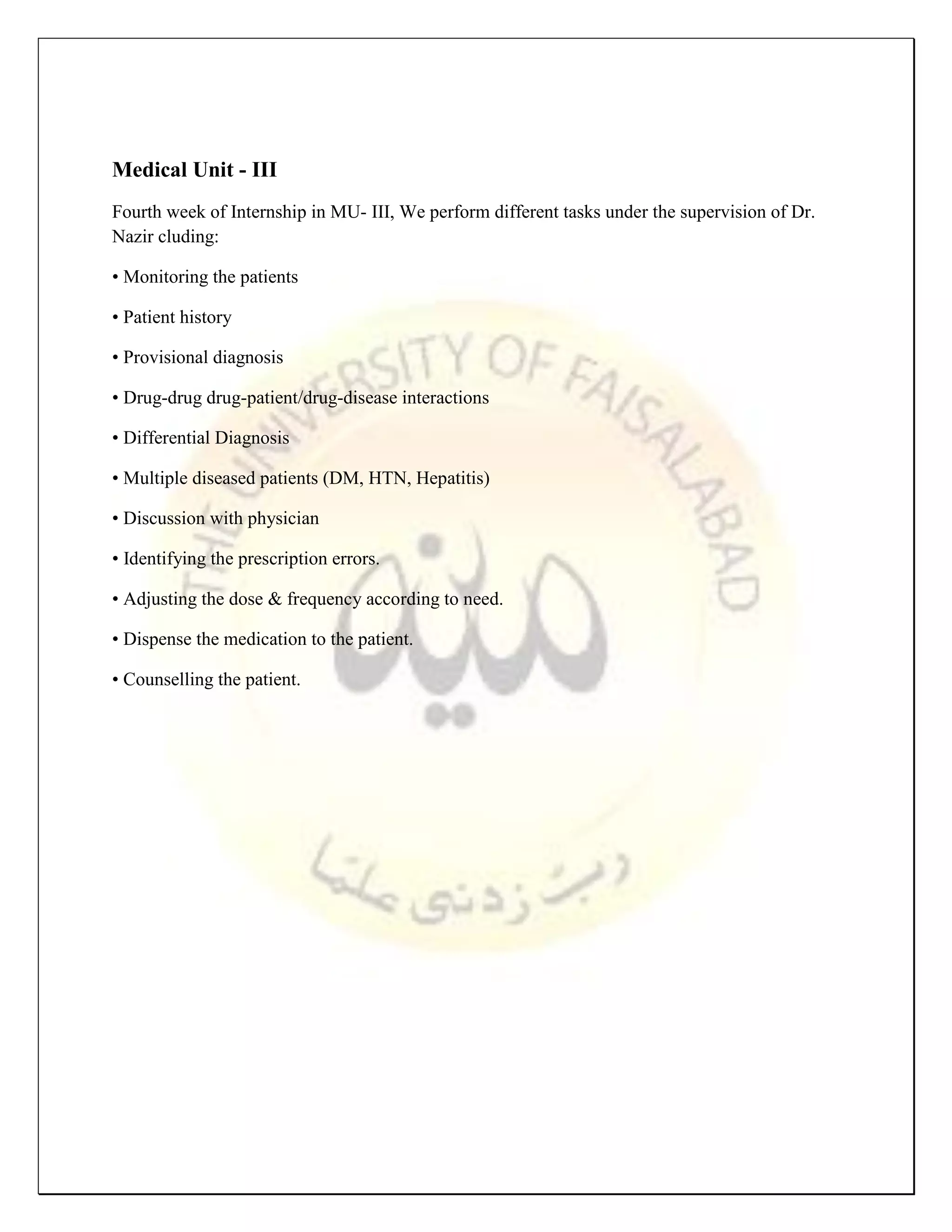 Internship report on allied hospital faisalabad | PDF