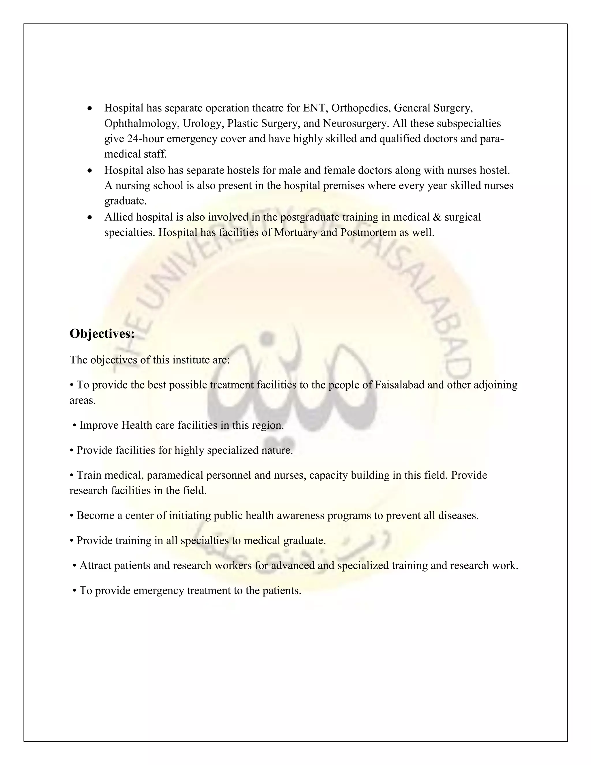 Internship report on allied hospital faisalabad | PDF