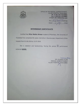 Internship report on allied hospital faisalabad | PDF