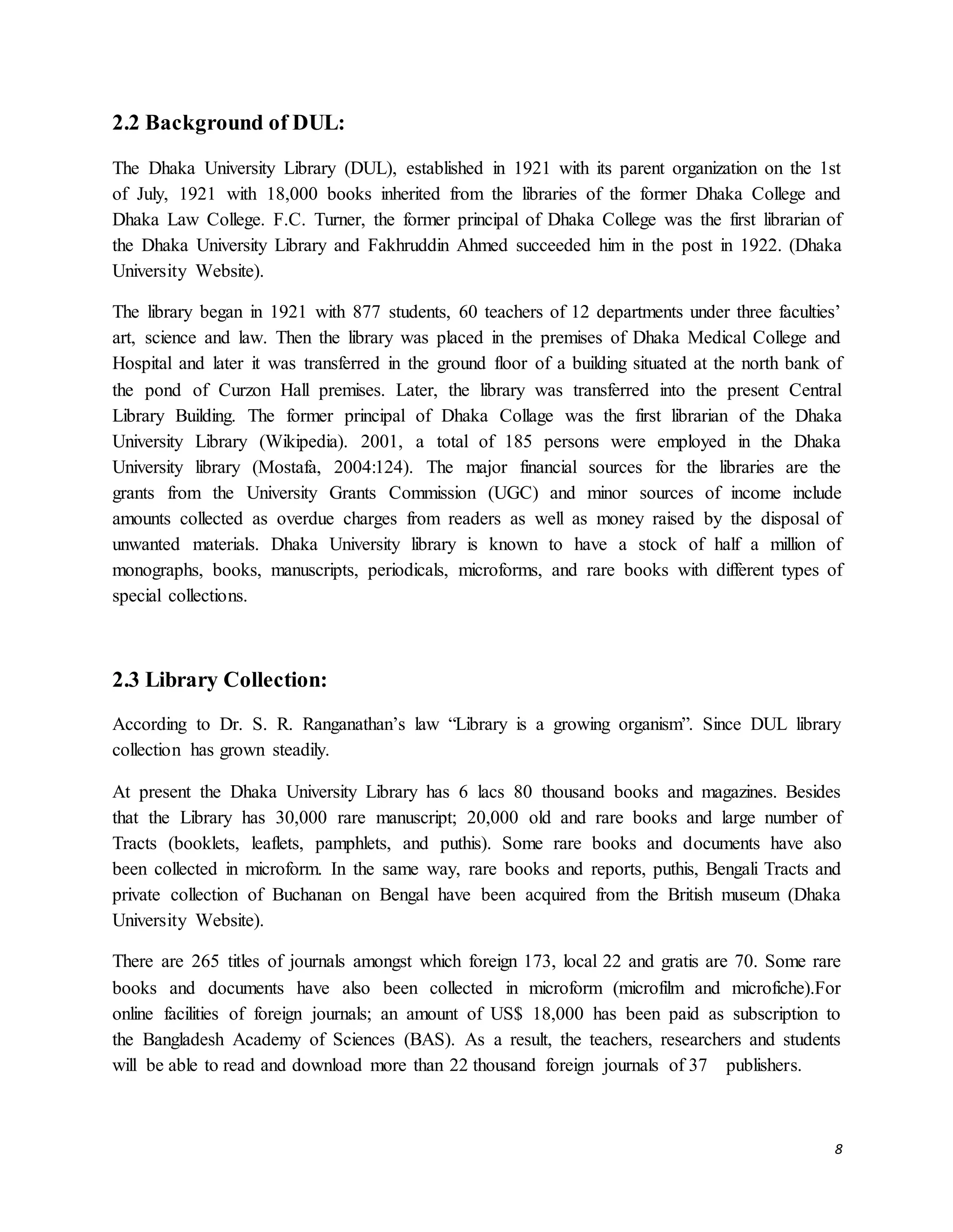 Internship report on dhaka university library 2015 (information science ...