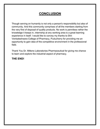 Internship training report on Dr. Milton Laboratories Pvt. Ltd..docx