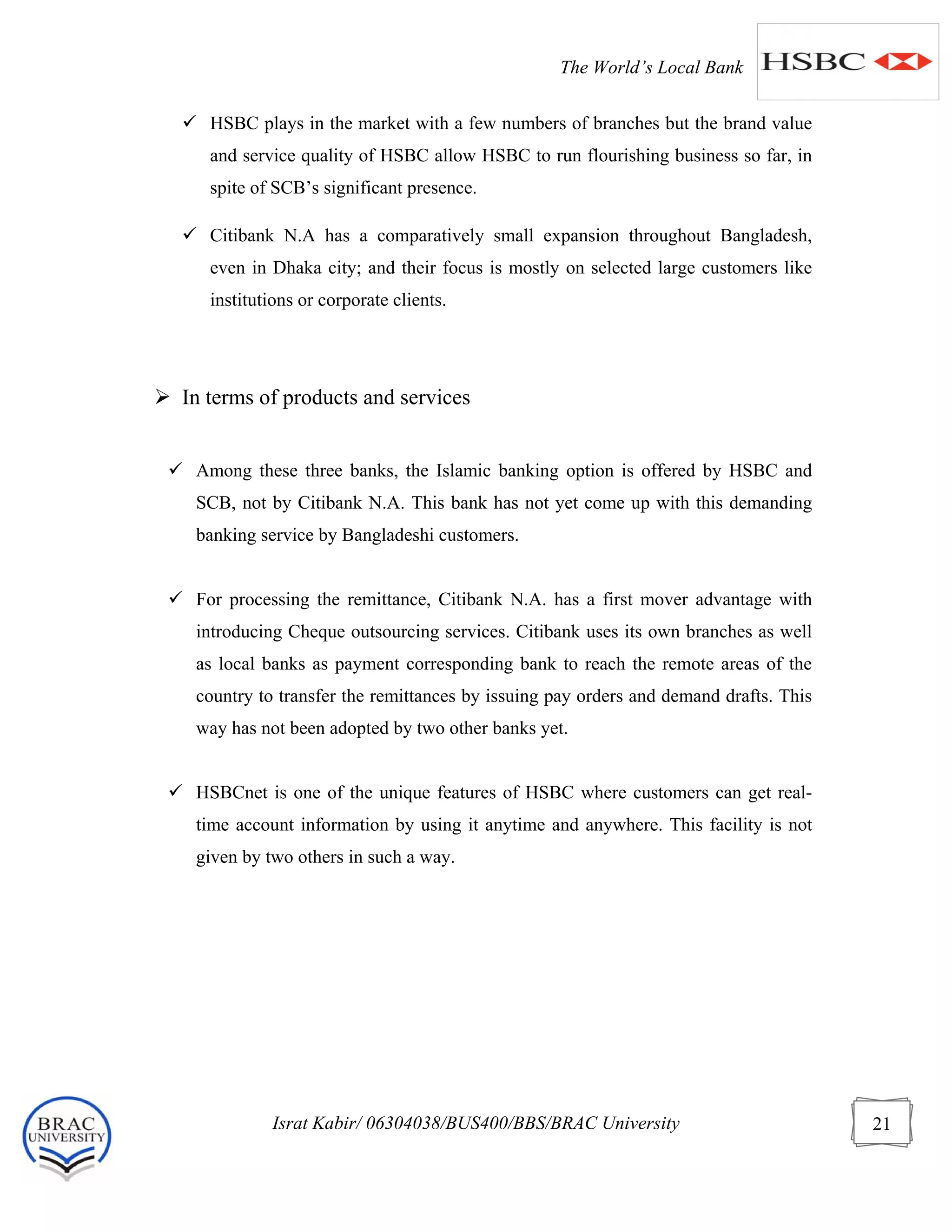 Internship report on expansion strategy of hsbc in bangladesh | PDF