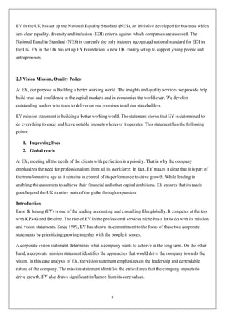 Internship report on Ernst & Young Global Limited. | PDF