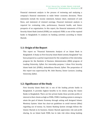 Internship Report on Financial Statements Analysis of FSIBL by Moez ...