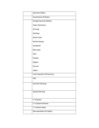 Internship Report on Garments Merchandising | DOC